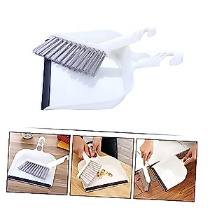 Amosfun 1 Set Broom and Dustpan Plastic White Broom with Dustpan Brush Hand Broom and Dustpan Dust Pan
