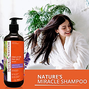 WBM Natural Solution Shampoo, Organic Lavender & Marula Oil with Himalayan Pink Salt, Soothing & Moisturizing, Daily Care for All Hair Types, 17 fl oz/Each (4 Count)