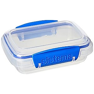Sistema KLIP IT Rectangular Collection Food Storage Container, 6.7 oz./0.2 L, Clear/Blue