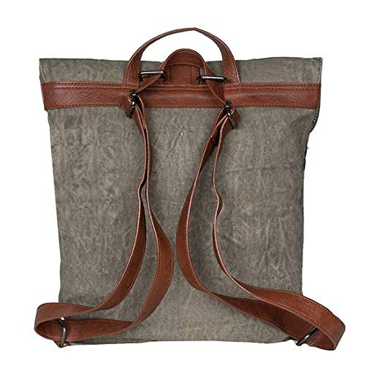 Mona B. Jamie Convertible Upcycled Canvas Tote and Landry Convertible Backpack with Vegan Leather Trim (Landry-Backpack Moss…)