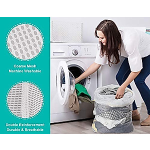 Plusmart Mesh Laundry Bags with Drawstring, 24" x 36" Extra Large Laundry Bags with Staps, for Travel, College Dorm, Apartment, Family, 3 Pack, White, Machine Washable