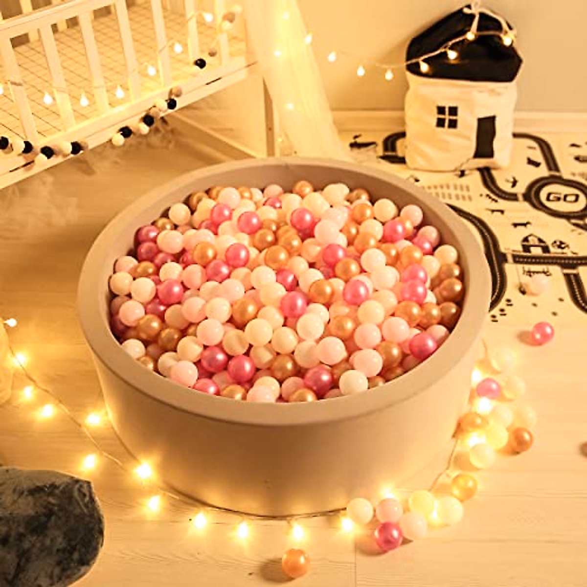 GOGOSO Ball Pit Balls for Toddles Kids Plastic Ballpits Accessories Crush Proof Durable Fun Shape Play Baby Bath Toys,2.15inch 100count Pink Dark Pink Brown