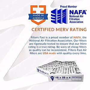 Filters Fast 14x17x2 Pleated Air Filter Merv 8, 2 AC Furnace Air Filters, Made in the USA, Actual Size 14x17x1.75, 6 Pack