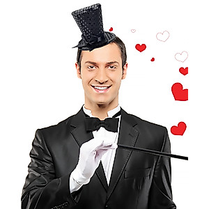 Black Mini Top Hat Headband Fascinator Tea Party Headpiece for Women Lady Gril 1920s Gatsby Party Halloween Christmas Costume Accessory