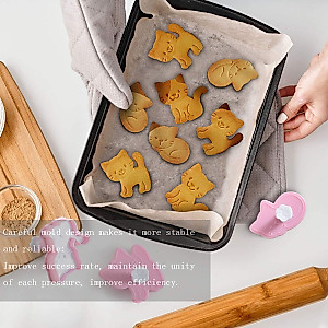 GOODFEER Cookie Cutters Cat Shape,3pcs Animal Cookie Stamps for Baking, bladeless safety Baking Molds For Biscuit
