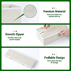 homsorout Sock Organizer, Fabric Dresser Underwear Organizer, Foldable Drawer Organizers for Clothing, Clothing Organizer Drawer Divider for Bras, T-shirts, Socks, Panties, 6 Packs (Beige)