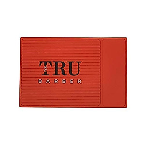 TRU BARBER ORGANIZER MAT 14”X 9” (RED) Flexible PVC Station Mat, Professional Mat, Salon and Barbershop work Station pads, Beauty salon tools hairstylist, Counter mat for clippers, Anti slip