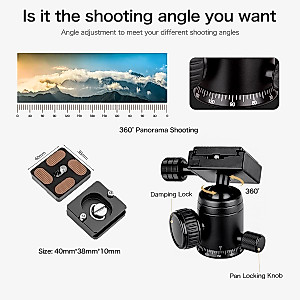 Koolehaoda Portable Mini Tripod Aluminum Alloy Tabletop Tripod Height 20 inch / 51cm with 360 Degree Ball Head and Bag for DSLR Camera, Video Camcorder.Load up to 11lbs / 5kg - (Blue)