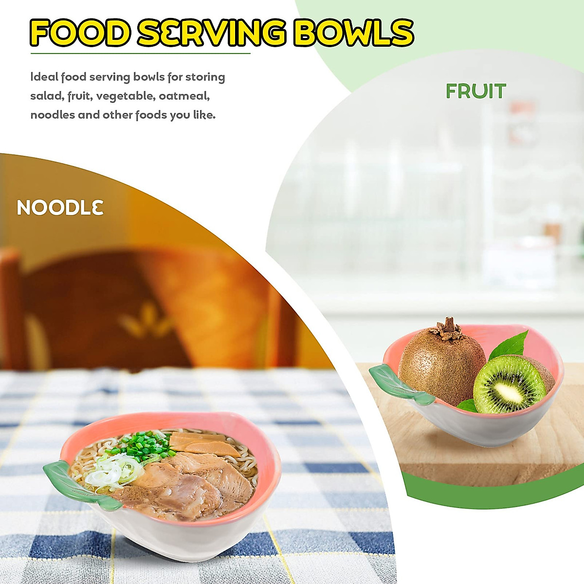 VOSAREA 5 Inches Decorative Half Peach Serving Fruit Salad Dessert Dish Bowl for Dipping Sauce Snacks Home Decor Meal Garnishing Fruit Vegetable Home Decor