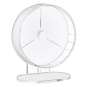 BUCATSTATE Hamster Exercise Wheel Super-Silent with Adjustable Base Cage Accessories Quiet Spinning Running Wheel for Dwarf Syrian Hamster Gerbils (6.7in, White)