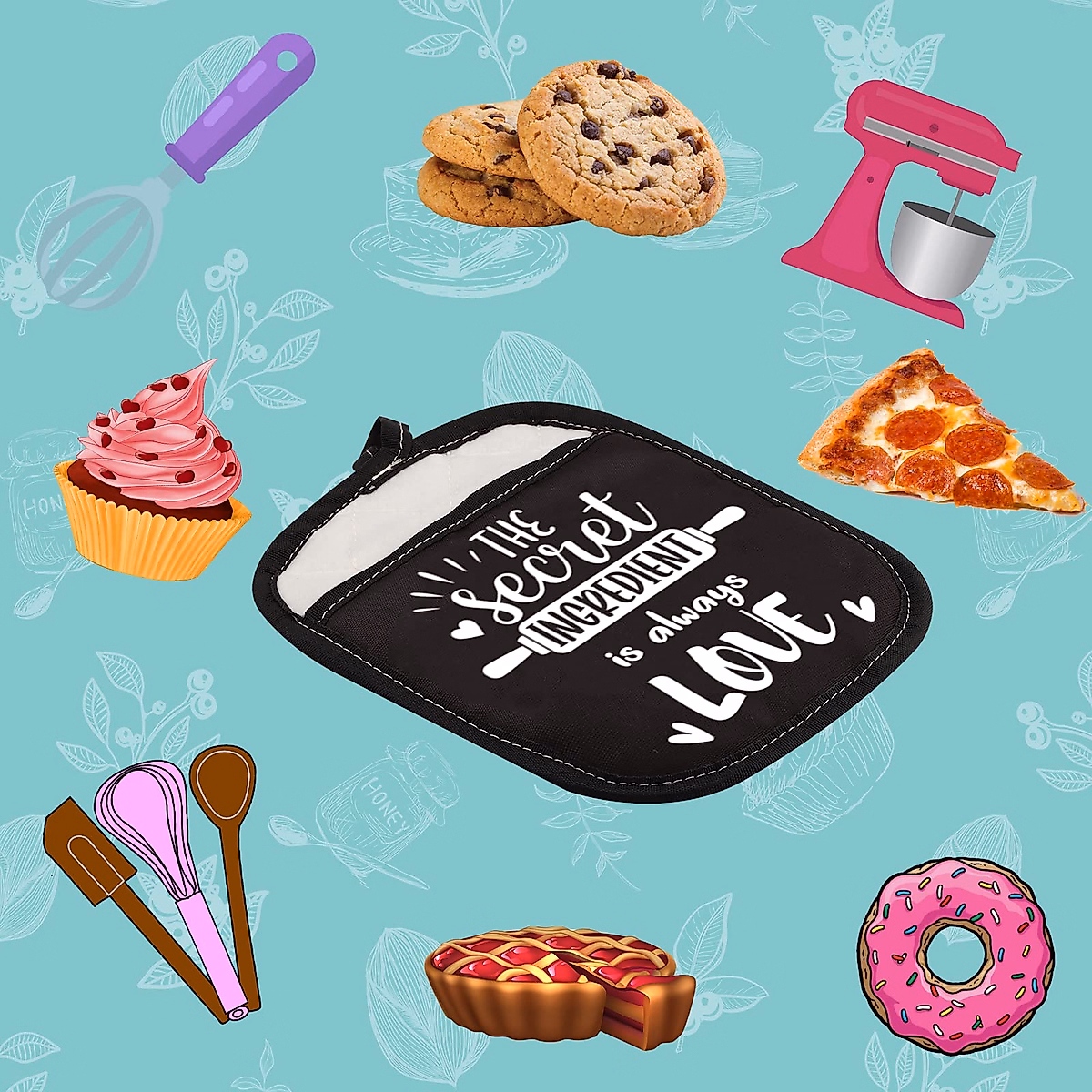 Kitchen Decor The Secret Ingredient is Always Love Oven Pads Pot Holder Baking Gift Cooking Gift (Ingredient Love)