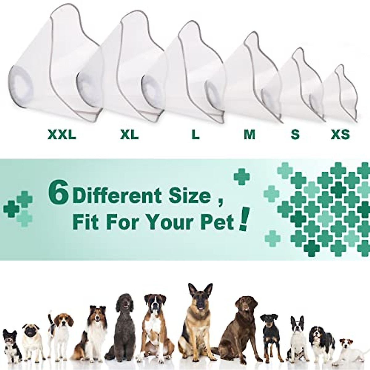 Supet Dog Cone Adjustable Pet Recovery Collar Dog Surgery Cone Protective Dog Cone Collar for Large Small Dogs After Surgery, Plastic Dog Cats Neck Cone of Shame E-Collar Anti-Bite Lick Wound Healing