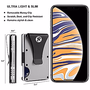 Coukula Minimalist Wallet for Men - Slim Aluminum Money Clip - RFID Blocking Metal Wallet - Front Pocket Mini Credit Card Holder - Skull Claw Torn Artcraft - Tactical Wallet for Business Travel