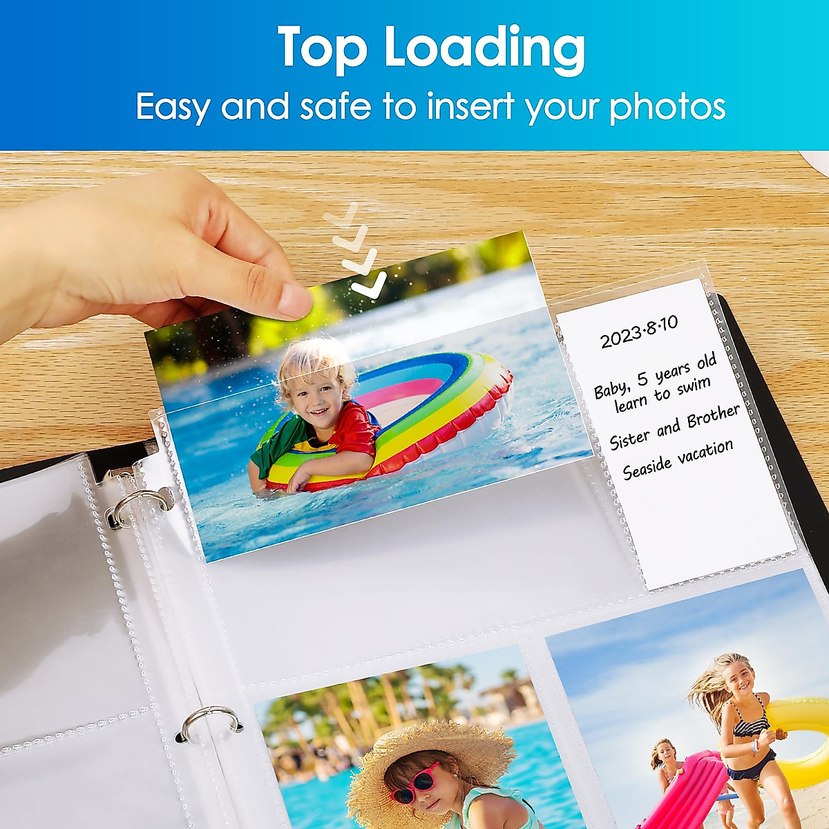 MaxGear Photo Sleeves for 3 Ring Binder 30 Pack - (4x6, for 180 Photos)，Archival Photo Pages Photo Album Refill Pages Photo Sheet Protector Page Protectors 8.5 x 11, Each Page Holds Six 4x6 Pictures