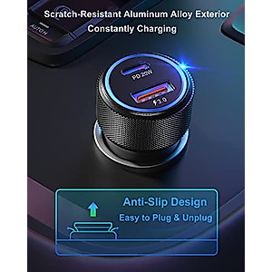 36W USB C Car Charger, OKRAY 4-Pack Fast Charging USB Type C Car Charger, PD3.0+QC3.0 Dual Port Cigarette Lighter Adapter with LED Compatible iPhone 14/13/12/11/ iPad, Samsung Galaxy S22/21 Note20/10