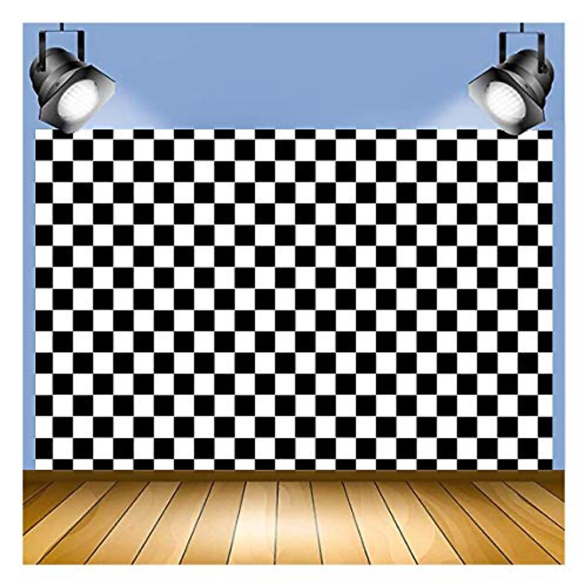 Black and WhiteRacing Checker Texture Grid Birthday Chess Board Theme Photography Backdrops 7X5ft Children Kids Birthday Party Supplies Newborn Baby Shower Banner Photo Background Booth Props Vinyl