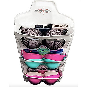 Hanging Secrets Bra Organizer & Lingerie Organizer Hanger + Protect + Showcase Your Bras with See-Thru Molded Bra Compartments Organizer Hangs Inside Closet or Over Door [White]