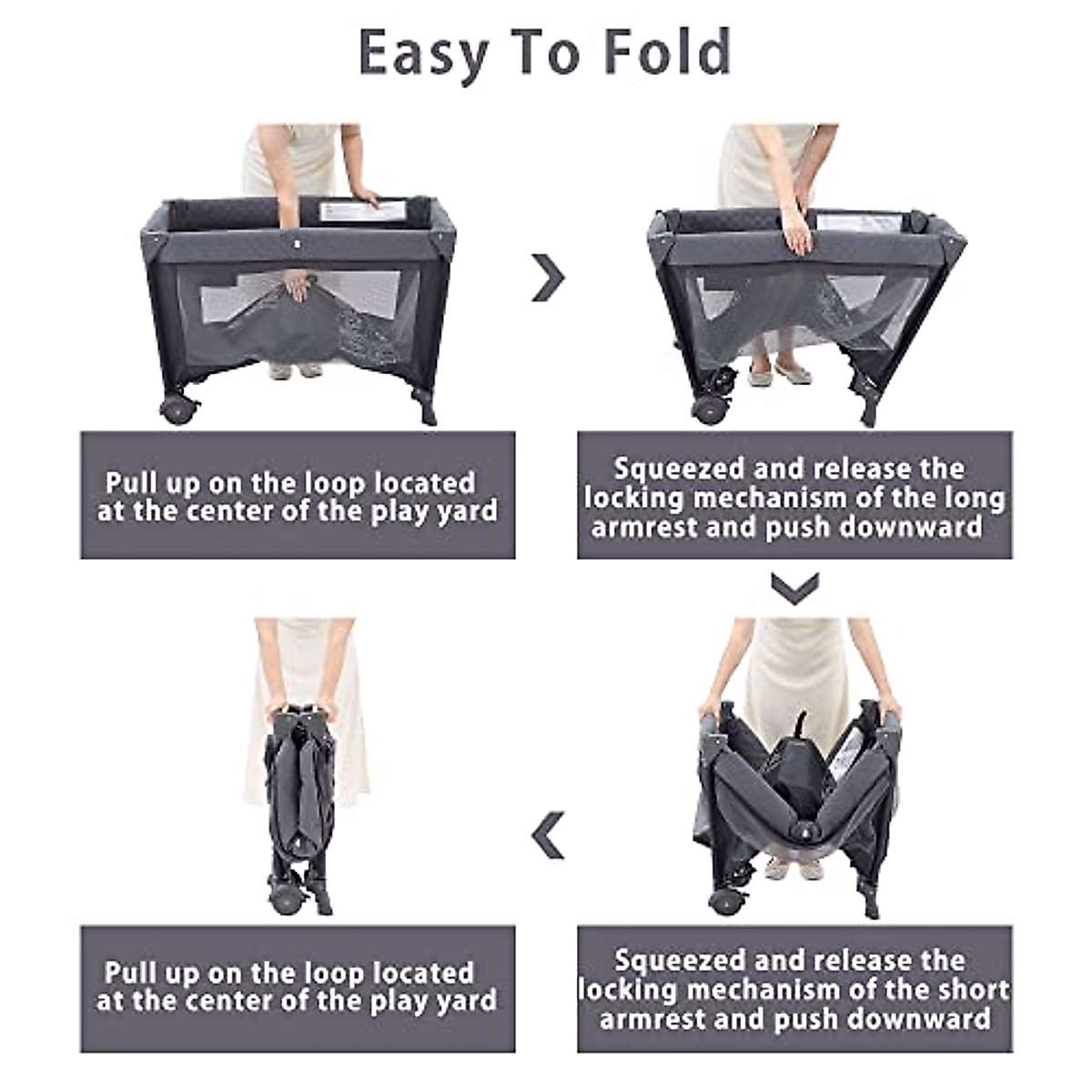 Pamo Babe Portable Baby Playard with Bassinet and Changing Table & Toy Mobile