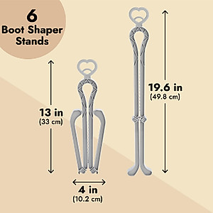 Juvale 6 Pack Folding Boot Shaper Stands for Storage, Grey Clip Support Inserts, Shape Holders for Women's and Men's Boots
