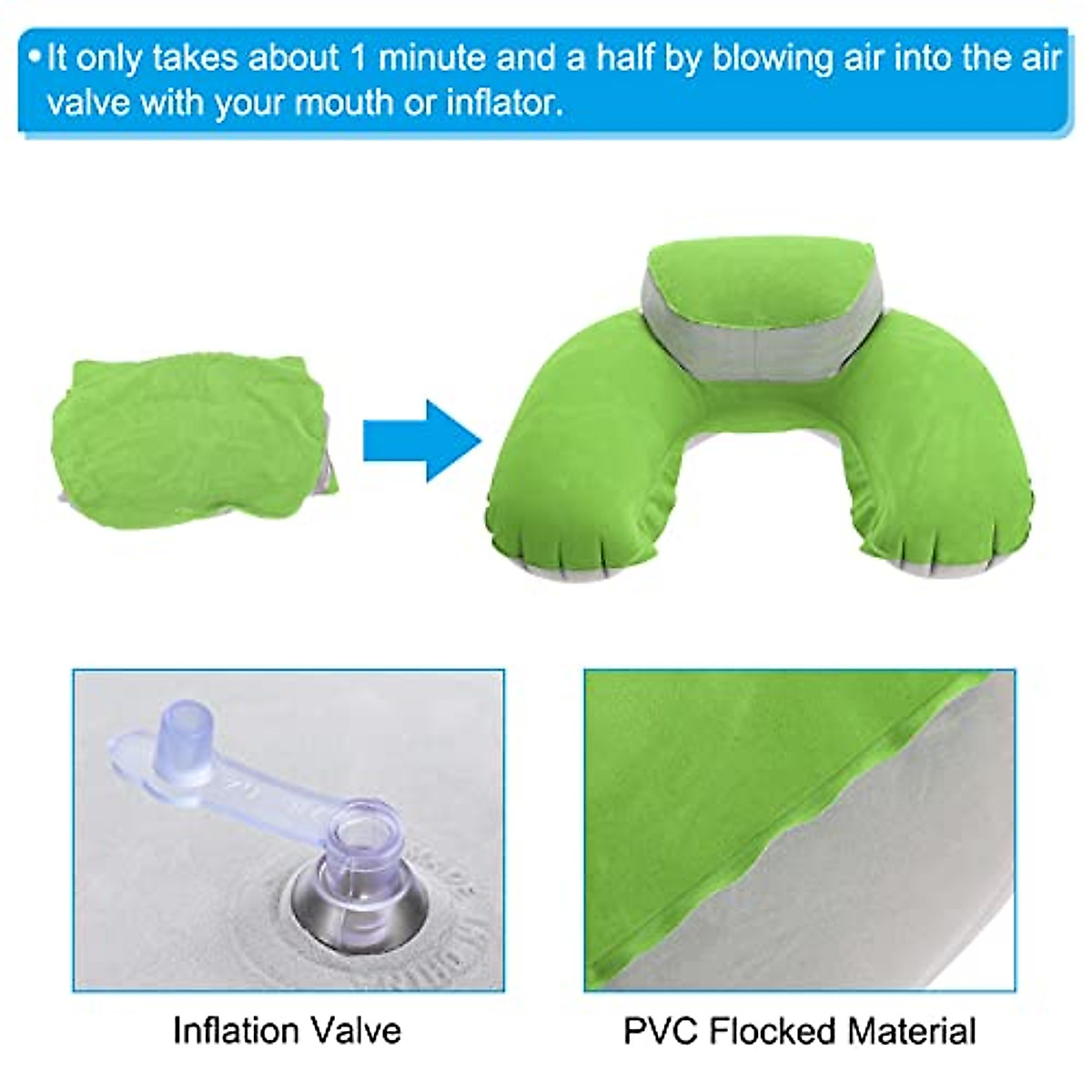 PATIKIL Travel Neck Pillow, U Shaped Pillow Portable Head Neck Support Travel Neck Flight Pillow with Storage Pouch for Airplane Train Office, Green