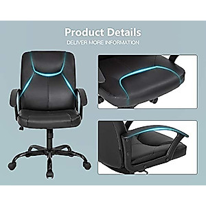 Office Chair Desk Chair Computer Chair with Lumbar Support PU Leather Executive Ergonomic Chair Rolling Swivel Adjustable Task Chair for Men(Black)