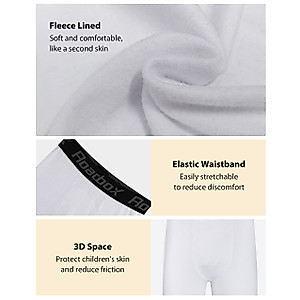 Roadbox 2 Pack Boys Thermal Pants - Youth Fleece Lined Base Layer Tights Kids Athletic Sports Leggings for Basketball Football