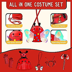 INNOCHEER Ladybug Dress Costume for Girls, Ladybug Costume Toddler Halloween Birthday Dress Up Pretend Play for Kids 2-10