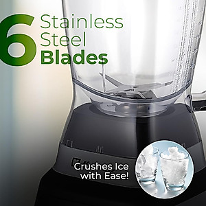 Koblenz Professional Blender, Countertop Blender for Shakes and Smoothies with 3 Speeds, 1200-W Motor, 68 Oz. Capacity, Super Silent Operation, Includes Tamper Accessory, Black/Chrome, LKM-9406