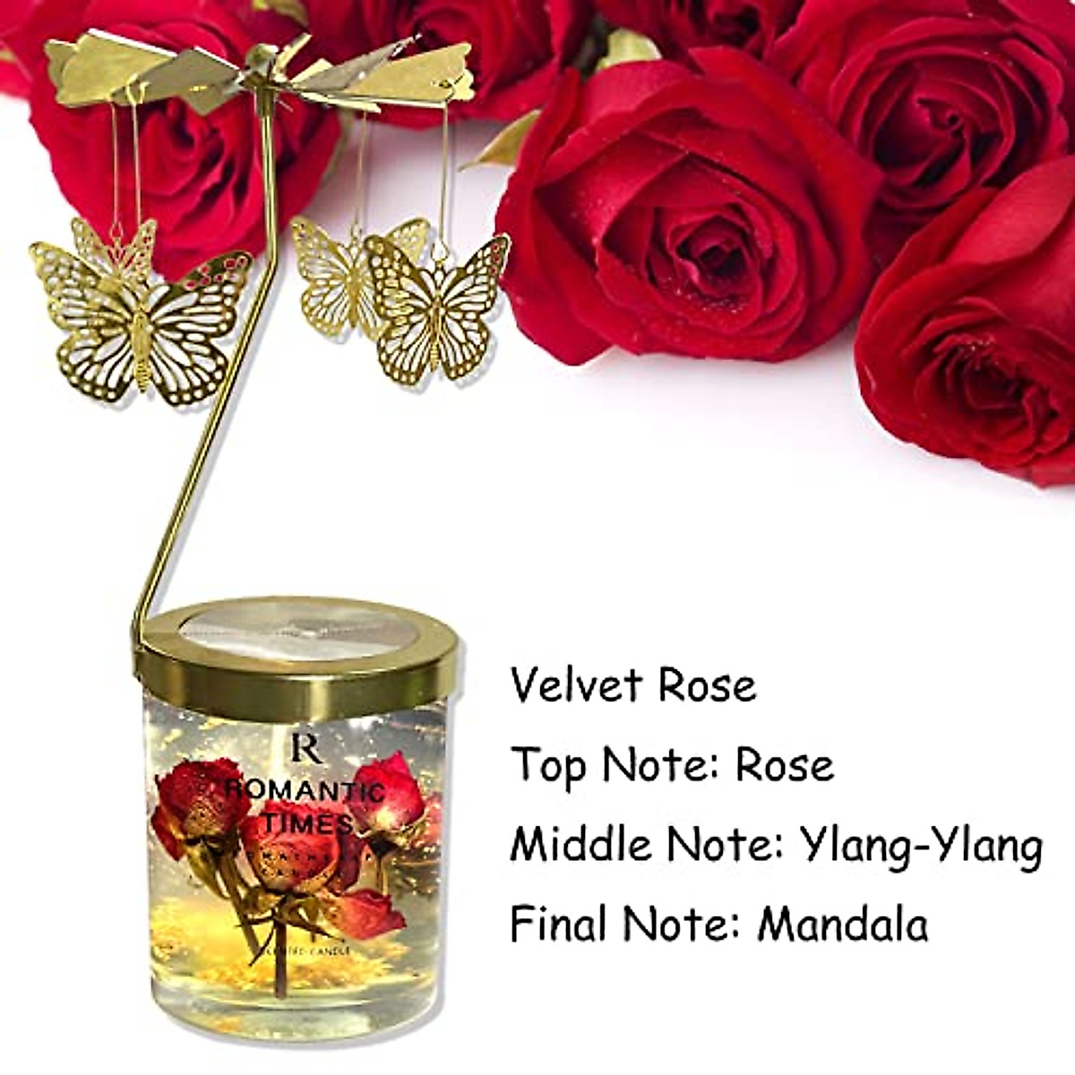 Gifts for Women Mom Sister Best Friend Girlfriend Birthday, Jelly Gel Scented Candle Spinning Candle Rotating for Romantic Home Decor, Long Burning, Relaxing for Bath, Yoga (Velvet Rose, Fairy)