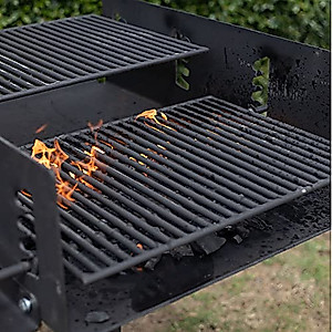 Ash & Ember Group Park-Style Grill, 942 Sq. In Group Charcoal Grill, Dual Grates, Side Shelf, Single Post Outdoor Cooking Backyard BBQ, Camp Grilling Barbecues