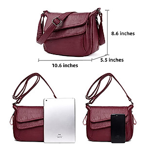 SULCET Women's Shoulder Bag Multi Pockets Crossbody Purse Leather Flapover Messenger Satchel Designer Travel Work Handbag