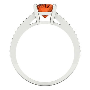 Clara Pucci 2.32 Carat oval cut red simulated ruby 14k white gold engraving bridal engagement wedding ring size 7.5