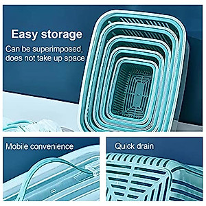 5 Pack Produce Saver Refrigerator Organizer Bins, 3-in-1 Multifunctional Draining Crisper with Strainers, Fresh-Keeping Container Storage Containers for Produce, Fruits, Vegetables, Meat and Fish (5)