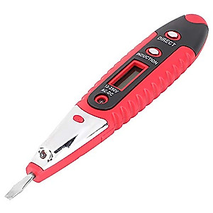 Digital Test Pencil VD700 AC/DC 12-250V Electrical Test Pencil Detector Voltage Detector Circuit Tester Multifunction LED Display with Night Eye Lamp(Red)