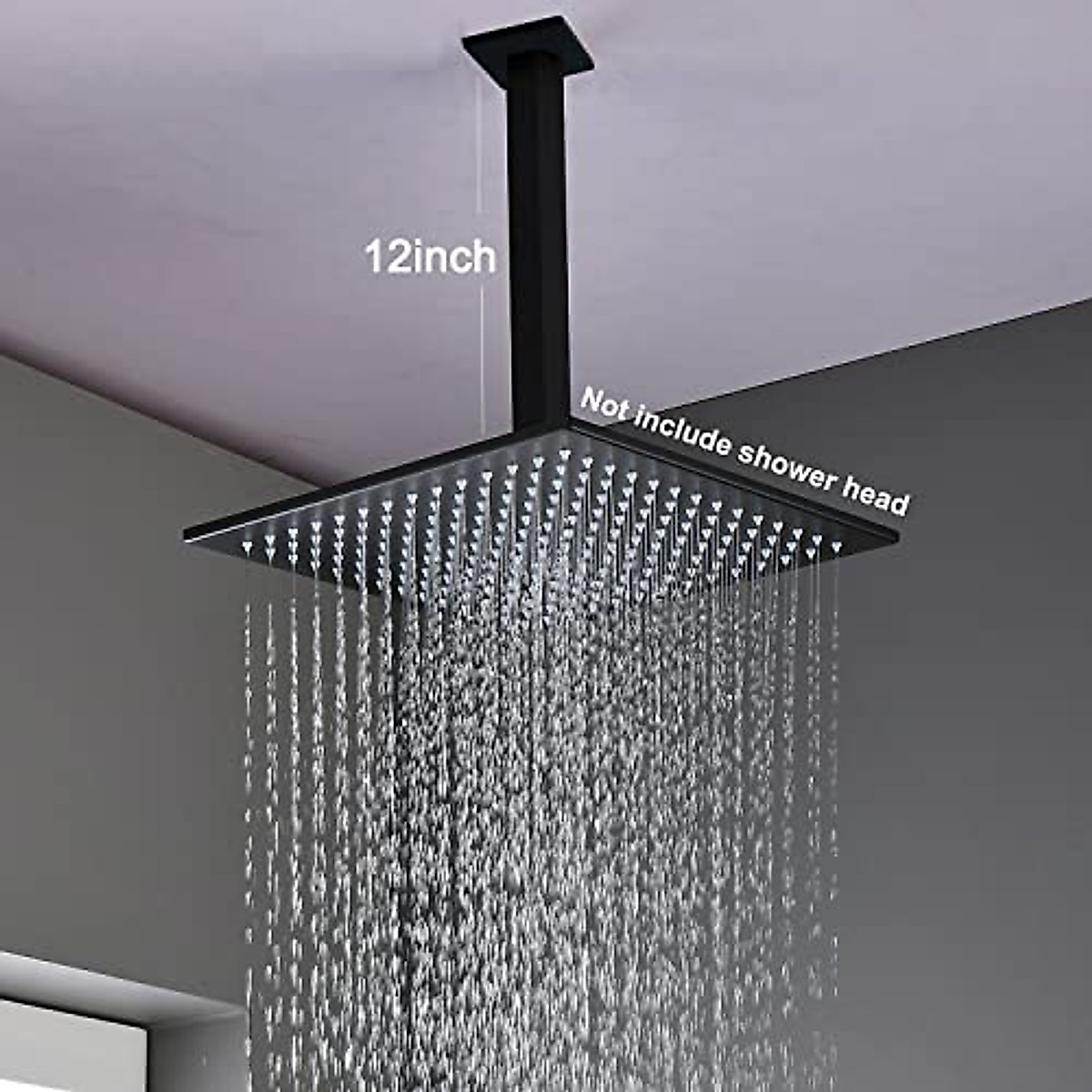 Enga Brass 12-Inch Ceiling Mount Shower Arm (Black)