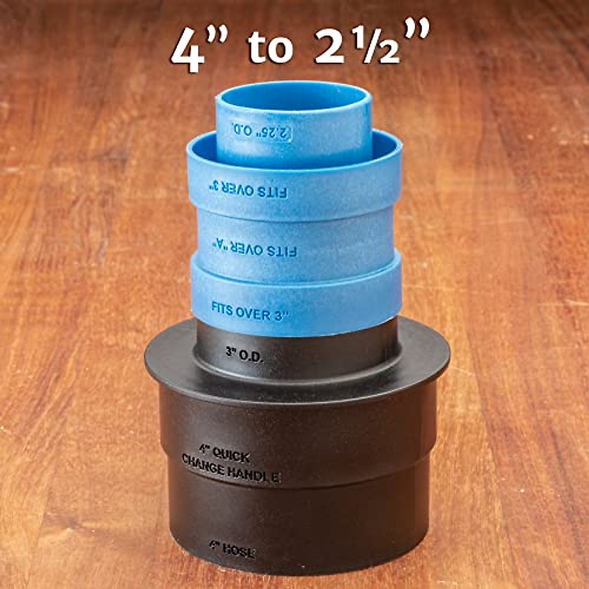 Dust Right Stacking Dust Port Adapter Set (3-Piece) – Interchangeable Vacuum Adapter for Dust Collection Hose & Tools – Glass Reinforced Polypropylene Dust Collectors for Woodworking