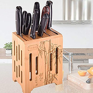 KGEZW Wood Kitchen Knife Holder Bamboo Multifunctional Storage Rack Household Knife Block Wall Mount Kitchen Knife Storage Tool
