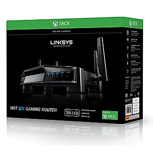 Linksys WRT Gaming WiFi Router Optimized for Xbox, Killer Prioritization Engine to Reduce Peak Ping and Latency, Dual Band, 4 Gigabit Ports, AC3200 (WRT32XB)