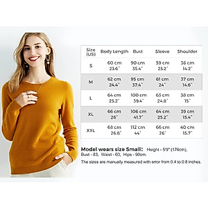 LINY XIN 100% Merino Wool Sweater Women Fall Winter Warm Soft Lightweight Knitted Pullover Crewneck Long Sleeve Sweater (Tan,L)