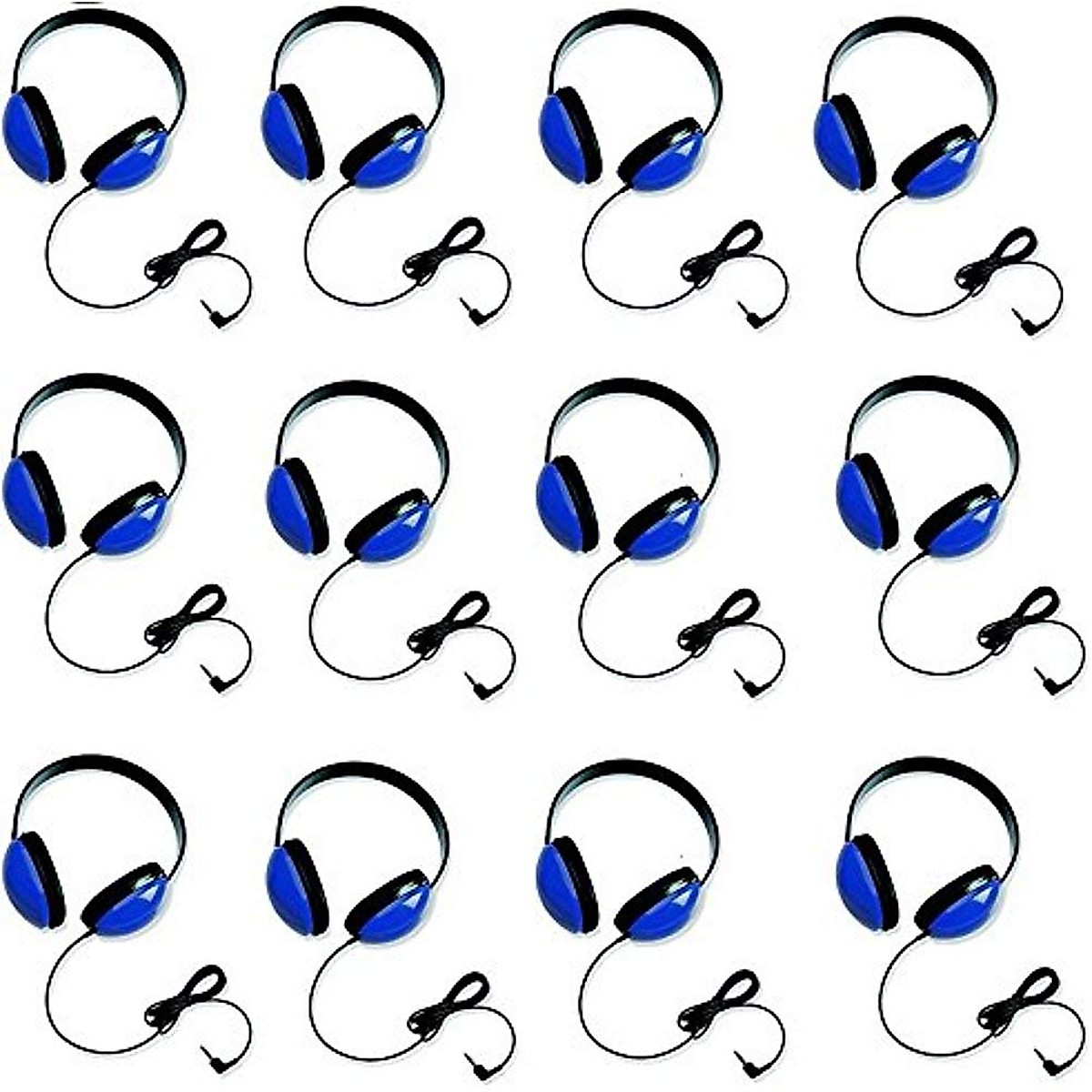 Califone 2800-BL Listening First Stereo Headphones for Kids Bundle (Blue) (12 Items)