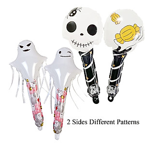 Halloween Inflatables Treats Toys 10pcs For Kids Party Favors Hand Hold Balloon Nightmare Before Christmas Toys Skeleton Spider Pumpkin Vampire Zombie Ghost Bat Outdoor Games Party Supplies