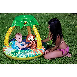 Poolmaster 81610 Learn-to-Swim Go Bananas Monkey Swimming Pool with Sun Protection, Monkey