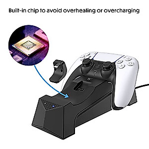 Wasserstein Charging Station Compatible with Sony Playstation 5 DualSense Controller - Make Your Gaming Experience Convenient with The PS5 Controller Charging Station (Black)