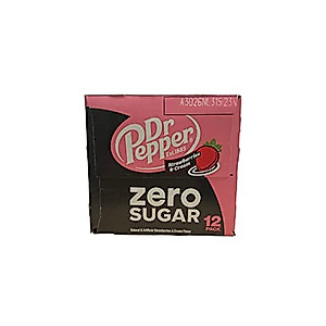 Dr Pepper Strawberry and Cream - Munchie Box Stash (Zero Sugar, Pack of ( 12 ) 12 Oz Cans)