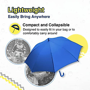 The Weather Station Children's Rain Umbrella, Manual Metal Folding Mini Umbrella, Windproof, Lightweight, and Packable for Travel, Full 32 Inch Arc, Royal