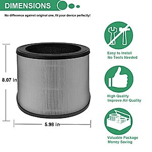 Skydiras A231 Air Purifier Replacement Filter Size O, Compatible with Winix A231 and A230 Air Purifier 1712-0100-00, 3-in-1 H13 Grade True HEPA Filter, 2 Pack