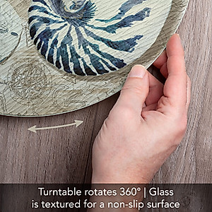 Counterart Tide Pool Shells 4mm Heat Tolerant Tempered Glass Lazy Susan Turntable 13" Diameter Cake Plate Pizza Server