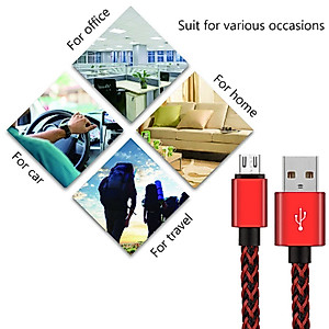 2 Pack PS4 Controller Charging Cable,Zwirelz Charging Cable for Xbox One Controller Nylon Braided Sync Cord Charger for Playstation 4 Dualshock 4 PS4 Slim/Pro, Android (Blue+Red)