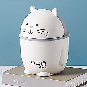 Cartoon Cat Table Plastic Trash Can Desktop Waste Box Bin Garbage Basket Home Office Supplies Dustbins Sundries Barrel Box for Home (Color : Green)