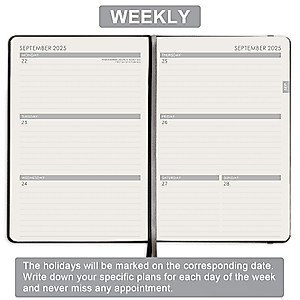 2023 Planner - 18-Months Weekly Monthly Planner 2023, January 2023 - June 2024, 5.75" x 8.25", Saffiano Leather with Thick Paper, Back Pocket with 32 Notes Pages - Black